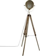 Podlahová lampa trojnožka hnědá, industriální, ve tvaru reflektoru,