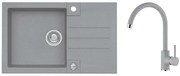 Alveus - Set dřezu Rock 130 a baterie Kati, s ovládáním odpadu, concrete SETA25890