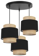 Závěsné svítidlo Boho, 3x jutové/černé textilní stínítko, o