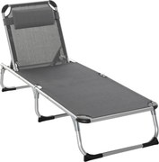 Outsunny lehátko na opalování zahradní lehátko hliníkové látkové lehátko relaxační lehátko 5-směrně nastavitelné skládací ergonomická síťovaná látka …