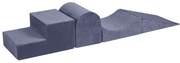 Šedomodré sametové pěnové hřiště 45x193x30 cm Montessori – Meowbaby