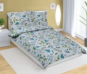 Bellatex Povlečení bavlněné Lupínek zelená, khaki, šedá 140x200, 70x90 cm