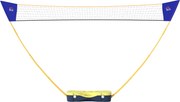 HOMCOM Badmintonová síť se stojanem, přenosný stojan na badminton, včetně 4 badmintonových raket, žlutá a modrá | Aosom.de