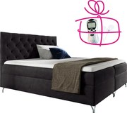 Boxspringová postel, 140x200, černá látka Velvet, GULIETTE + dárek