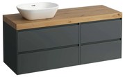 Laufen Lani - Umyvadlová skříňka, 58x137x49 cm, 4 zásuvky, výřez vlevo, šedá/dub H4065821122661