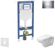 Geberit Duofix - Set předstěnové instalace, klozetu a sedátka Duravit D-Code, tlačítka Sigma20, Rimless, SoftClose, lesklý chrom/chrom mat SANI11CP1102