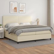 Box spring postel s matrací krémová 200x200 cm umělá kůže 3142745