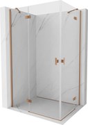 Mexen Mist-H Duo, 2-křídlý výklopný sprchový kout 105 x 75 cm, čiré sklo, měděný matný profil, 8A5-105L-075P-65-00