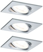 Paulmann 93492 LED Coin Nova rectangular, set hranatých bodovek z kartáčovaného hliníku, 3x6,5W LED 2700K tříkrokové stmívání, 8,4x8,4cm