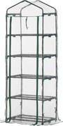 Skleník Outsunny s rolovacími dveřmi, policemi, odolný vůči zimě, polytunnelový skleník z oceli, skleník na balkon, zahradu, dům na rajčata 69 x 49 x