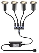 LA 1008841 TRAIL-LITE® 60 sada 4 svítidel do země, 3000 K, IP67, kulatá, nerezová ocel / hliník - BIG WHITE (SLV)