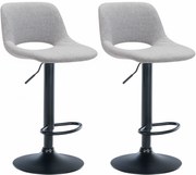 2x Barová židle Camden - látka, černý rám - Světle šedá