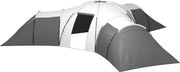 Outsunny tunelový stan kempinkový stan pro 6-9 osob se 3 ložnicemi, obývacím pokojem a verandou, 2000 mm vodní sloupec, šedý | Aosom.de
