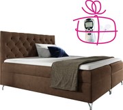 Boxspringová postel, 160x200, hnědá látka Velvet, GULIETTE + dárek