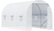 Zelený skleník Outsunny 445x200x200cm, fóliový skleník na rajčata s dveřmi, oknem, fóliovým tunelem vyrobený z pozinkované oceli, rostlinný tunel, skl