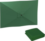Náhradní slunečník Outsunny pro obdélníkové deštníky 3x2 m s větraným vrškem, slunečník z polyesteru 180 g/m², UV 50+ ochrana, zelená | Aosom