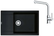 Franke - Kuchyňský set G261O, fragranitový dřez MRG 611-78 BB a baterie FS 3230.031, onyx/chrom 114.0700.727