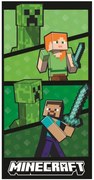 Bavlněná plážová osuška Minecraft - motiv Creeper Fight × Alex a Steve - 100% bavlna - 70 x 140 cm