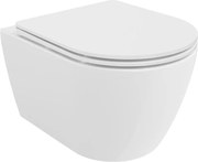 Mexen Carmen, závěsná WC mísa 490x365x340 mm, Rimless Tornádo + WC sedátko z duroplastu, bílá lesklá, 30880300T