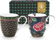 Pip Studio Berry Blues sada 2ks XL hrnků 440ml, modrá (Sada 2 ks XL hnrků )