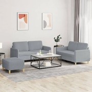 3dílná sedací souprava s poduškami světle šedá textil 3202094