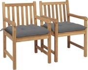 Zahradní židle 2 ks šedé podušky masivní teak 3062746