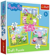 Puzzle 3v1 Prasátko Peppa/ Peppa Pig Šťastný den prasátka v krabici 28x28x6cm
