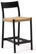 Černá/v přírodní barvě barová židle z dubového dřeva (výška sedáku 65 cm) Yalia – Kave Home