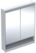 Geberit ONE - Zrcadlová skříňka s LED osvětlením, 75x90x15 cm, 2 dvířka, s nikou, vestavná, bílá 505.822.00.2