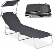 Zahradní A Plážové Lehátko Postel Grafit Stříška 120 kg