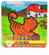 Teddies Mini puzzle dřevěné 9 dílků Moje první zvířátka pro nejmenší Kočka