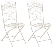 Kovová židle skládací Indra (SET 2 ks) - Krémová antik