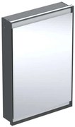 Geberit ONE - Zrcadlová skříňka s LED osvětlením, 60x90x15 cm, panty vpravo, vestavná, matná černá 505.801.00.7