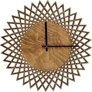 AMADEA Dřevěné hodiny nástěnné ve tvaru slunce tmavé, masivní dřevo, průměr 30 cm