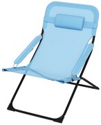 Outsunny Skládací židle Zahradní židle Nastavitelné opěradlo Camping Chair Cushion 120kg Mesh Blue | Aosom