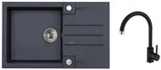 Alveus - Set dřezu Rock 130 a baterie Kati, s ovládáním odpadu, carbon SETA25891