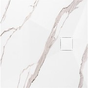 Čtvercová sprchová vanička z SMC kompozitu REA MAGNUM CARRARA 90x90 cm, bílý mramor