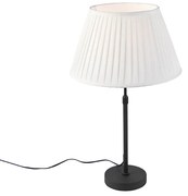 Stolní lampa černá s plisovaným stínítkem krémové barvy 35 cm nastavitelná - Parte