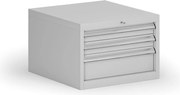 Závěsný dílenský box ke stolu G8, 3 zásuvky, 560 x 600 x 383 mm, šedá