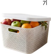 Multifunkční koš s víkem, úložný box s víkem 7l ALTOM - bílý