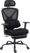 HOMCOM Ergonomická kancelářská židle s kolečky, síťovinou, bederní opěrkou, počítačová židle s područími, nastavitelnou opěrkou hlavy