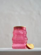 Sinsay - Žebrovaný kelímek s víčkem a brčkem - růžová