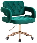LuxuryForm DESIGN Židle ADRIA VELUR na zlaté podstavě s kolečky - zelená