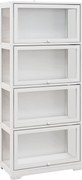 HOMCOM 4-patrový vitrínový kabinet s skládacími akrylovými dveřmi, protiskluzovým vitrinou pro studovnu, ložnici a kancelář 59x30x139 cm Bílá | Aosom