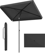 Costway Slunečník Obdélníkový s úhlem sklonu 30° Ohebný – 200 × 130 cm, šedá
