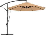 Závěsný slunečník Ø 290 cm s křížovým podstavcem, manuální ovládání a ochranným krytem, UV 50+ a větracími provázky pro terasu nebo patio - Khaki | Ao