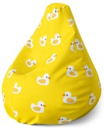 Sedací vak Pear bílé kachničky, žlutá