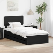 Rám postele se zásuvkou Černý 100 x 200 cm Dřevěný materiál 3412214