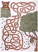 Dywany Łuszczów, Dětský kusový koberec Fun Honey with Bear cream, 80x150, hnědá, dětský pokoj