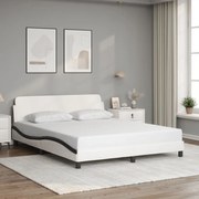 Rám Postele S Čelem Bílý A Černý 160 X 200 Cm Umělá Kůže